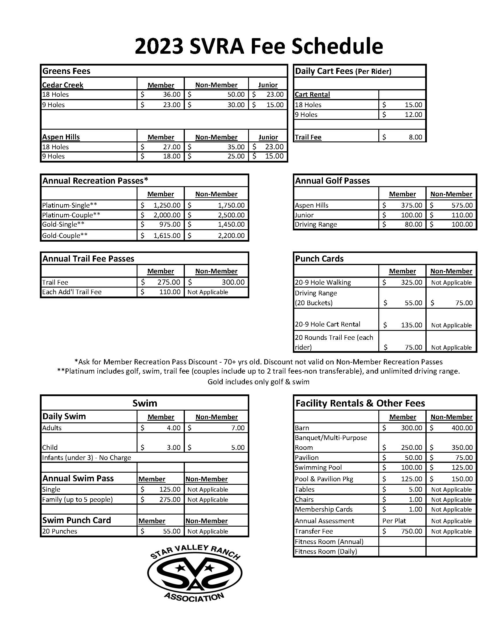 2023 Fee Schedule 2023 Fee Schedule
